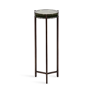 Kate and Laurel Aguilar Modern Drink Table, 9 x 9 x 23, Sage Green Glass and Bronze, Unique Round Glass Mini Table for Use as Bathroom Accent Table or Pedestal Martini Table