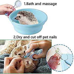 Hedgehog Supplies Hedgehog Bath Kit Plastic Foldable Hedgehog Bathtub, Hedgehog Nail Clippers, 2PCS Bathing Brush, Bath Towel, Pet Guinea Pig Bath for Small Animal