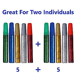 EliteSS Glitter Glue Pens (10 Pack) DIY Arts & Crafts Glitter Pens Back to School Classroom Supplies Kids Adult