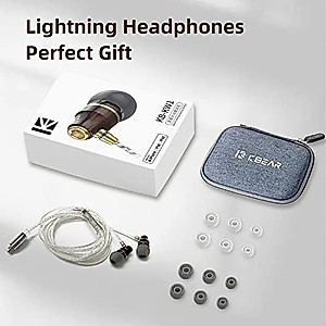 KBEAR Wooden iPhone Headphones Earbuds Earphones wtih Lightning Connector, [Apple MFi Certified] Lightning Headphones for iPhone with Microphone Controller, Compatible All Apple Devices Black