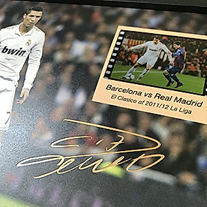 ORIMAMI Signed Ronaldo Poster Photo Desktop Framed Picture 8x6 Inches,with 1x35mm Film Mini Cell Display,Gifts for CR7 Cristiano Ronaldo Fans