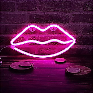 Neon Lips Light Signs, Led Lips Night Lights Decor Lights for Kid's Gift, Wall, Birthday Party, Christmas, Wedding Decoration(pink)