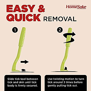 Homesake - Tick Remover Tool for Dogs, Cats & Humans - 1 Packs of 3 - Pain Free Tick Removal Twister Tweezers - Dog Tick Removal Tool - Tick Puller Removes Head & Body - Includes User Guide