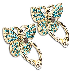 [2 Packs] Butterfly Glitter Bling Bling Phone Ring Holder, Sparkle Phone Ring Grip Artificial Diamond Stand,Rhinestone Cell Finger Ring for Phones,Pad
