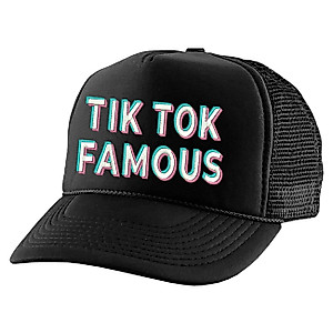 ALLNTRENDS TIK Tok Famous Trucker Hat Embroidered Cap Adult Adjustable Graphic Hat (Black)
