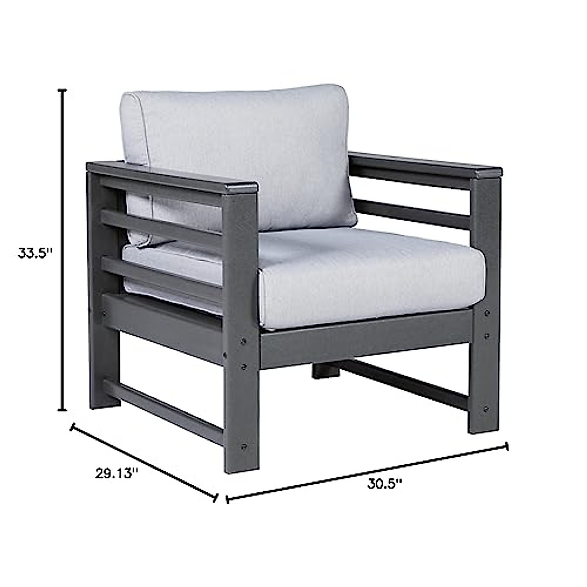 Signature Design by Ashley Outdoor Amora HDPE Patio Lounge Chair, 2 Count, Charcoal Gray