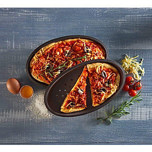 LURCH Germany Flexiform Silicone Oval Pizza Molds 9.8 x 5.9 inches - Set of 2 - Brown