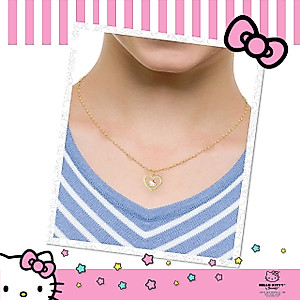 Hello Kitty Sanrio Womens Heart Necklace Charm 18" - Flash Plated Necklace Official License