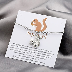 UJIMS Squirrel Gift Squirrel Lover Bracelet with Inspirational Message Card Animal Lover Gift for Women Best Friend (Squirrel Bracelet Card)