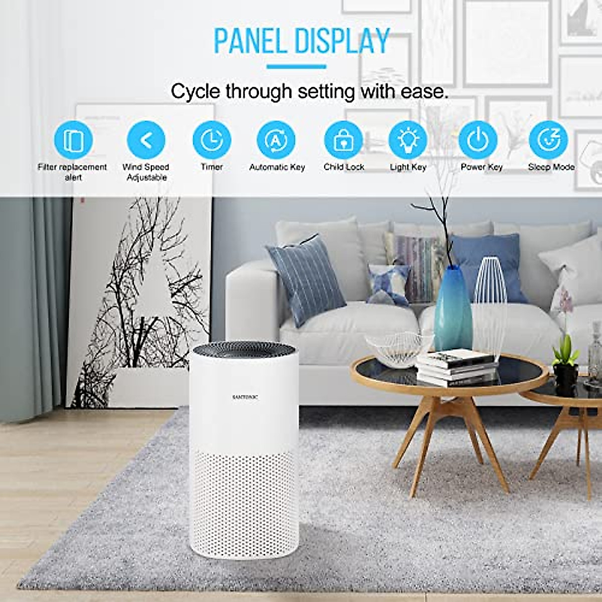 Air Purifier for Large Room, H13 HEPA Air Filter Cleaner for Bedroom, Covers up to 1000 sq ft, Auto whole Home Air Purifier Cleaner, Quiet Room Air Filters