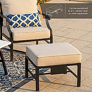 MIXPATIO Patio Furniture Set for 7 Person, 6 Pieces Outdoor Conversation Set, 3-Seat Sofa, 2 Single Chairs, 2 Ottoman, Metal Coffee Table with Marbling for Patio Lawn Garden Backyard Poolside