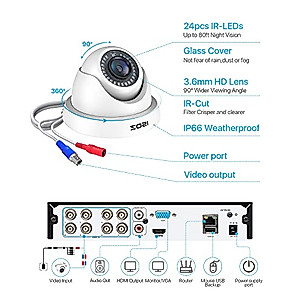 ZOSI 8CH 1080P Security Camera System with Hard Drive 1TB,H.265+ 8 Channel 5MP Lite HD-TVI DVR Recorder and 8pcs 1920TVL Weatherproof CCTV Dome Cameras Indoor Outdoor, 80ft Night Vision,Remote Access