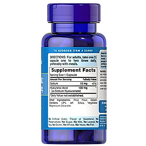 Puritans Pride Hyaluronic Acid 100 Mg-120 Capsules, 120 Count