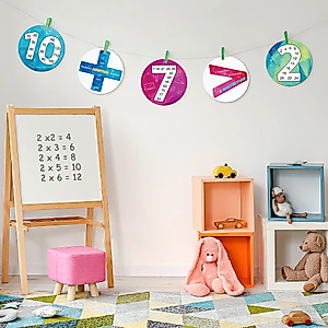 D-FantiX 12 Pcs Math Multiple Posters from 1 to 12, Double Sided Times Table Chart Multiplication Chart Skip Counting Numbers Math Poster for Classroom Homeschool