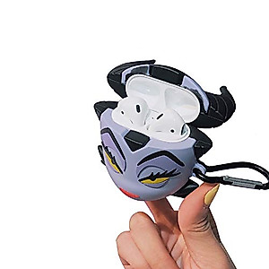 Aikeduo for Airpods 2 Case Cute Funny Cartoon Character Cool Keychain Design Silicone Soft Skin Fashion Girls Boys for Airpods Case (Maleficent)