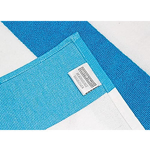 COTTON CRAFT Pool Lounge Chair Cover - 2 Pack - Chaise Beach Picnic Spa Towel - Cabana Stripe - Soft Premium Ringspun Terry Cotton - Oversized - 32 inch Wide x 82 inch Long with 7 inch Pocket – Aqua