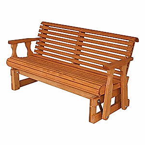Amish Heavy Duty 800 Lb Roll Back Pressure Treated Porch Glider (5 Foot, Cedar Stain)