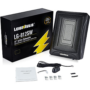 LEIGESAUDIO 800 Watt Compact Powered Subwoofer for Cars - 10" Slim Under-Seat Subwoofers, Remote Subwoofer Contorl for Vehicles Needing Bass with Limited Space, Bulit in Amplifier for Car Boat RV ATV