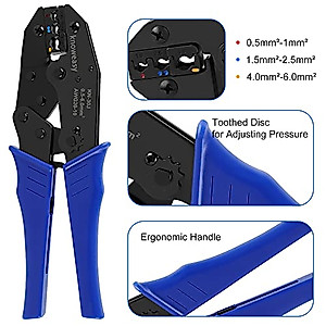 Knoweasy Wire Terminals Crimping Tool Kit, AWG20-10 Insulated Ratcheting Crimper with 700PCS Assorted Butt, Bullet, Spade, Fork and Ring Crimp Terminals Connectors