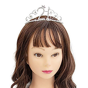 AUEAR, Crystal Birthday Tiara Rhinestone Princess Crown Happy Birthday Crowns Silver Diamante Crown for 21st Birthday Gift Decoration