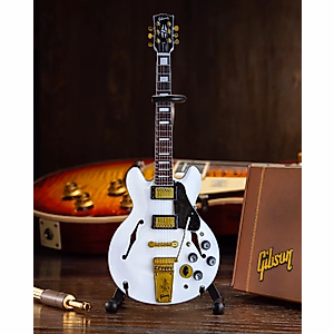 AXE HEAVEN Alex Lifeson Signature ES-355 Gibson Alpine White Miniature Guitar Model, 10"L x 4"W x 3"H"