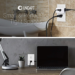 Unidapt Multi Plug Outlet Extender, 3 Outlet Wall Adapter, Multiple Outlet Splitter, Grounded Wall Tap Power Plug Expander for Cruise Ship Home Office Dorm Essentials, 2-Pack