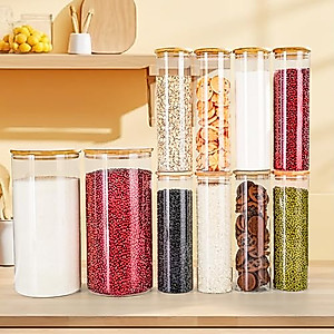 GTJ Large Glass Food Storage Containers with Lids, Glass Canisters 180oz [Set of 2], 1.4 Gallon Glass Jars with Bamboo Lids, Flour Sugar Containers, Airtight Storage Containers for the Kitchen