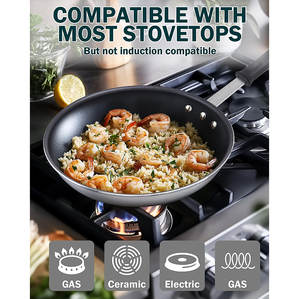 Cooks Standard Nonstick Frying Pan 8-Inch, Heavy Duty Skillet Pan, Professional Aluminum Omelette Pan ,Metalic