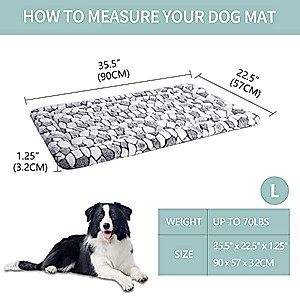 VANKEAN Dog Crate Pad Bed Mat Reversible (Warm & Cool), Soft Pet Sleeping Mat Dog Bed for Crate Suitable for Small to XX-Large Dogs and Cats, Machine Washable Crate Beds, Grey Stone Pattern