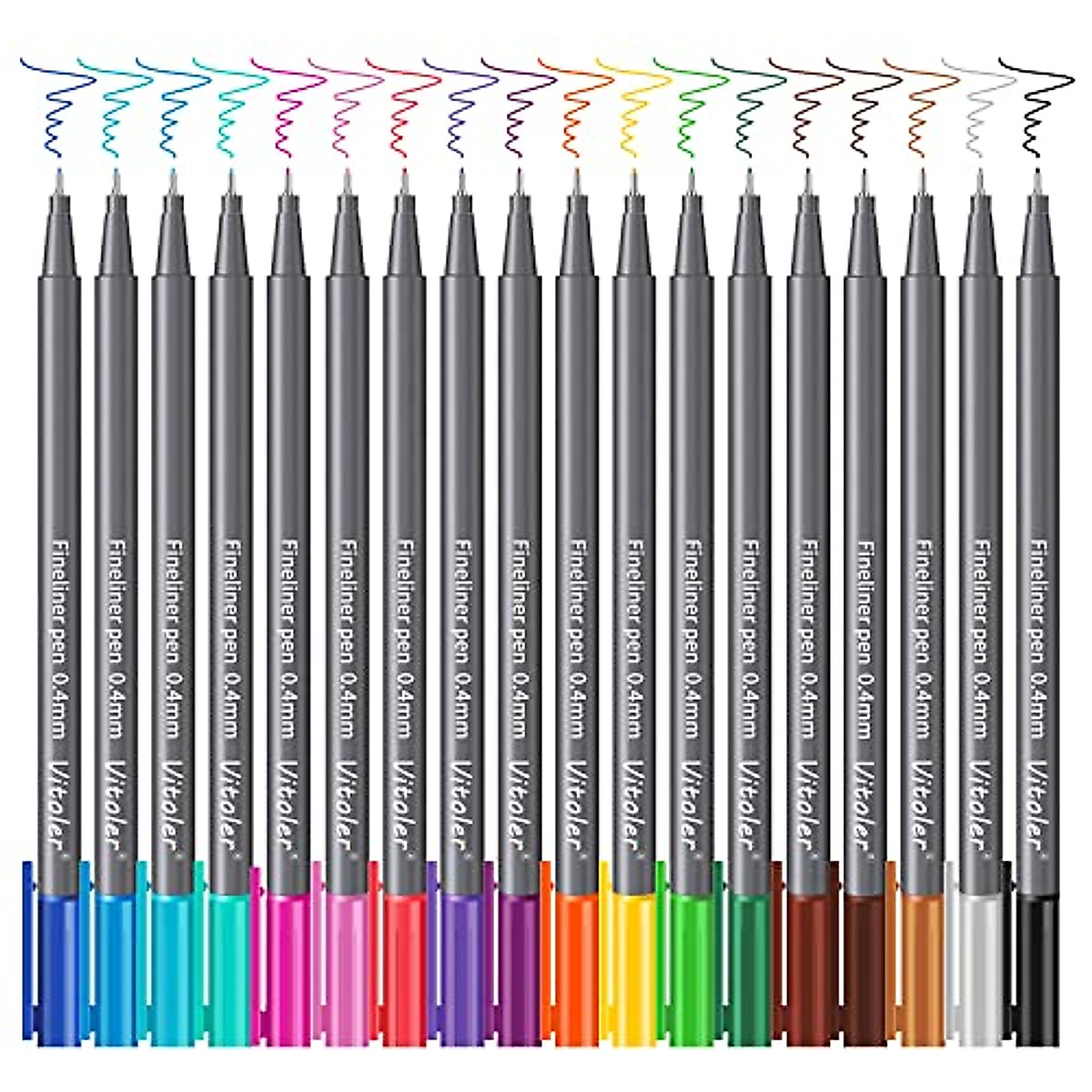 VITOLER Fineliner Colored Pens - Pack of 18 Vibrant Colors
