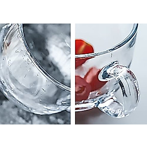 Lawei Set of 4 Glass Coffee Mug with Handle - 15 Oz Glass Jumbo Coffee Cups Clear Coffee Mug for Cappuccino, Coffee, Latte, Cereal, Milk, Ice Cream