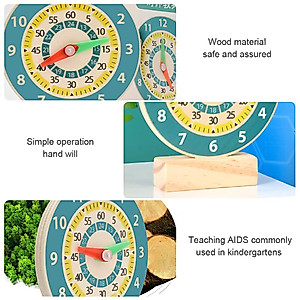 NUOBESTY Wood Number Learning Clock Montessori Teaching Time Clock Toys Early Education Math Wooden Teaching Clock for Classroom Early Learning