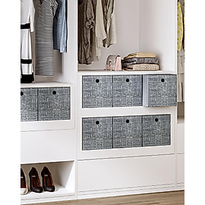 Hzuaneri Storage Cubes, 11.8-Inch Foldable Cube Storage Bin with Handles, Set of 6, Cube Storage Baskets for Organizing, Closet Organizers for Shelves, Bookcase, Grey SC07030W