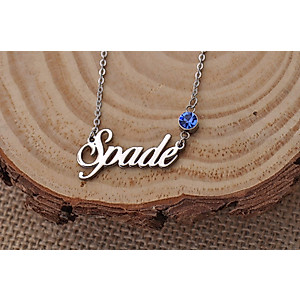 LikeFun Custom Mom Gifts Silver Pendant Birthstone Name Necklace for Her Cobi