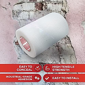 XFasten Drywall Repair Mesh Tape - 6-Inch X 90-Foot Mesh Tape for Drywall Repair, Fiberglass Drywall Patch Hole, Heavy Duty Wall Repair Mesh Spackle Tape, Wall Crack and Seam Repair Joint Tape