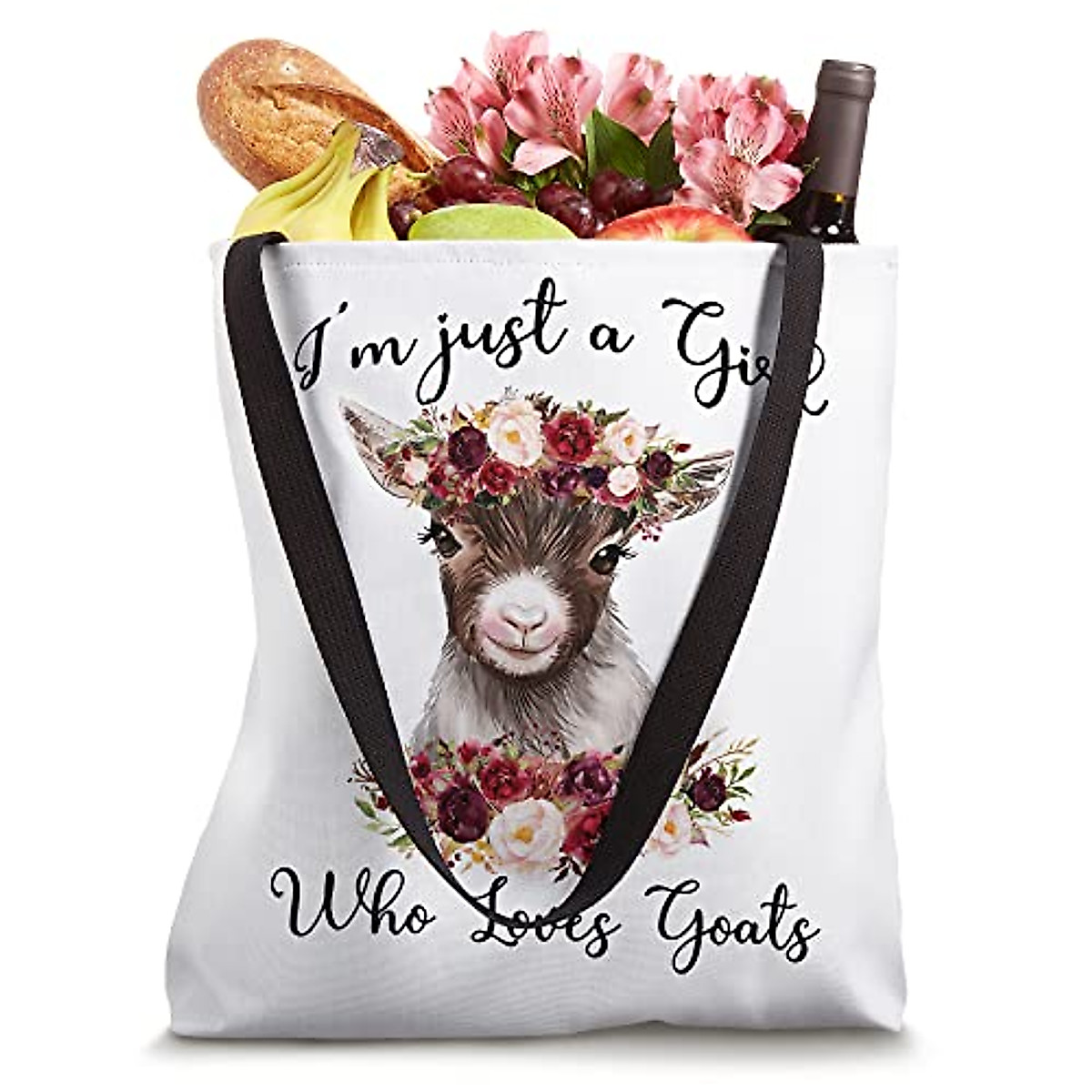 Funny Floral Goat Mom Just A Girl Who Loves Goats Farmers Tote Bag