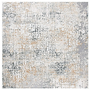 SAFAVIEH Vogue Collection Area Rug - 9' Square, Beige & Grey, Modern Abstract Design, Non-Shedding & Easy Care, Ideal for High Traffic Areas in Living Room, Bedroom (VGE117A)