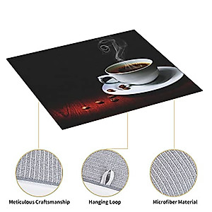 Hot Coffee with Coffee Bean Printed Drying Mat For Kitchen Ultra Absorbent Microfiber Dishes Drainer Mats Non-Slip Silicone Quick Dry Pad - 18 X 16inch