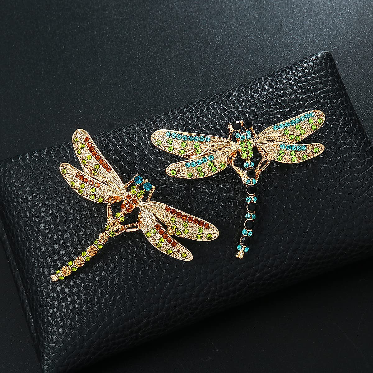 MEEDOZ Women’s Set of 6pcs Lovely Crystal Rhinestone Enamel Dragonfly Lapel Brooch Pin Set for Party Gift Jewelry Accessories