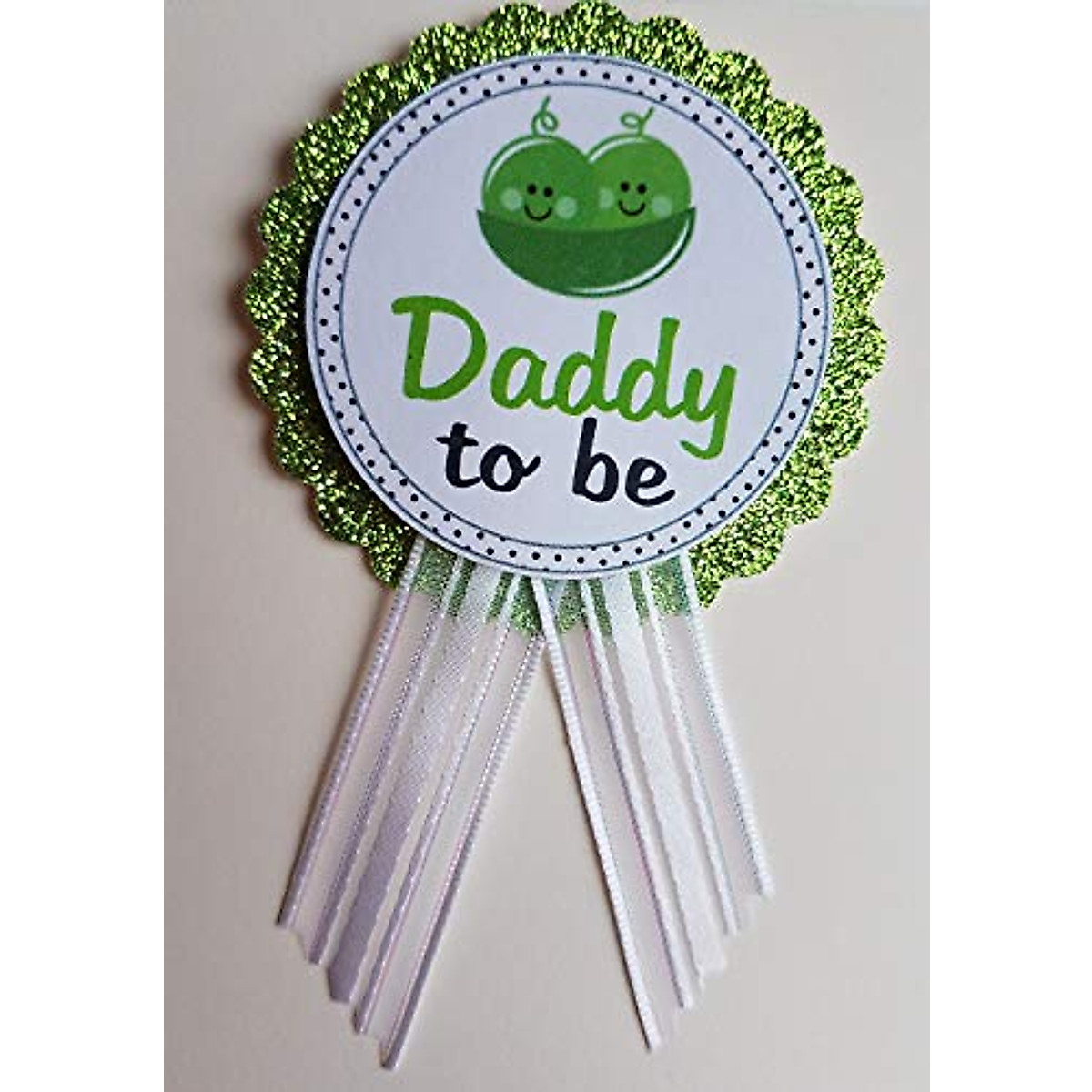Twin Baby Shower Party Sash & Pin for Mom and Daddy to Be"Two Peas in My Pod"