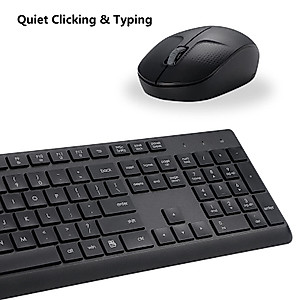 2.4 GHz Wireless Keyboard and Mouse Combo, Full-Sized USB Cordless Mouse Keyboard Set Silent for PC Laptop Computer Desktop Windows Mac Chromebook, Numeric Keypad & Compact Optical Mouse (Grey)