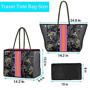 IBFUN Neoprene Large Beach Bag for Women Pool Gym Travel Tote Bag