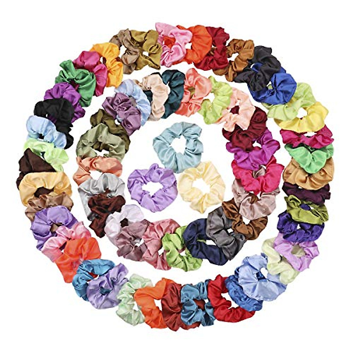 ZZICEN Satin Scrunchies 60 Colors Silk Scrunchies Hair Elastics Scrunchies Hair Bands Ties for Women Girls