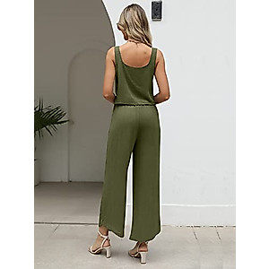 AUTOMET Summer Vacation Outfits 2 Two Piece Matching Sets for Women 2023 Casual Comfy Spring Fashion Clothes Linen Dressy Jumpsuits