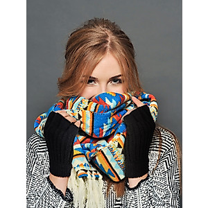 4 Pairs Winter Fingerless Gloves Half Finger Gloves Knit Fingerless Gloves for Women Men Warm Stretchy Mittens for Winter (Black, Dark Blue, Dark Gray, Light Gray)