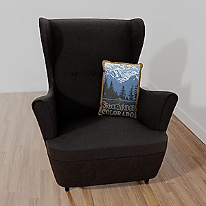 Breckenridge Colorado Snowy Mountain Ridges Canvas Throw Pillow for Couch or Sofa at Home & Office from Travel Artwork by Artist Paul A. Lanquist 13" x 19".