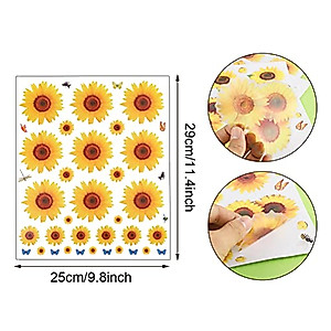 135 Pcs Sunflower Wall Sticker, Removable Sunflower Stickers Waterproof 3D Sunflower Wall Decor Stickers for Kids Mothers Day Decorations Bathroom Kitchen Decor Decals