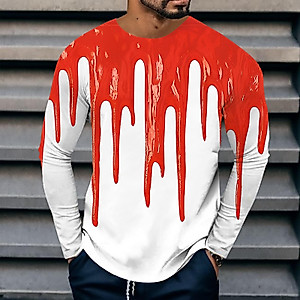 Cool T Shirts for Men T-Shirts for Men O Neck Long Sleeve Printed Thermal Lightweight Outdoor Tees True Comfort Trendy Tops Yellow Shirt Men