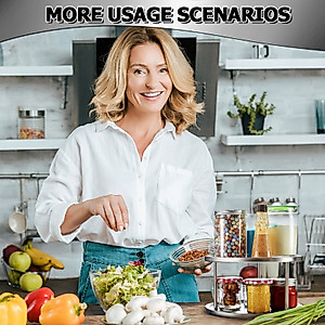 Zubebe 4 Pcs Stainless Steel Lazy Susan 2 Tier Rotating Spice Rack Lazy Susan Spice Rack Organizer for Cabinet 360 Degree Spice Rack Turntable Tray Kitchen Counter Cabinet Pantry Storage, 10.5 in