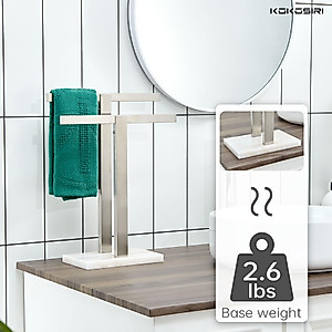 KOKOSIRI Hand Towel Holder Free-Standing Towel Racks with Marble Base for Bathroom Kitchen Vanity, Brushed Stainless Steel 15.7'' Height THS0001-SM-BR